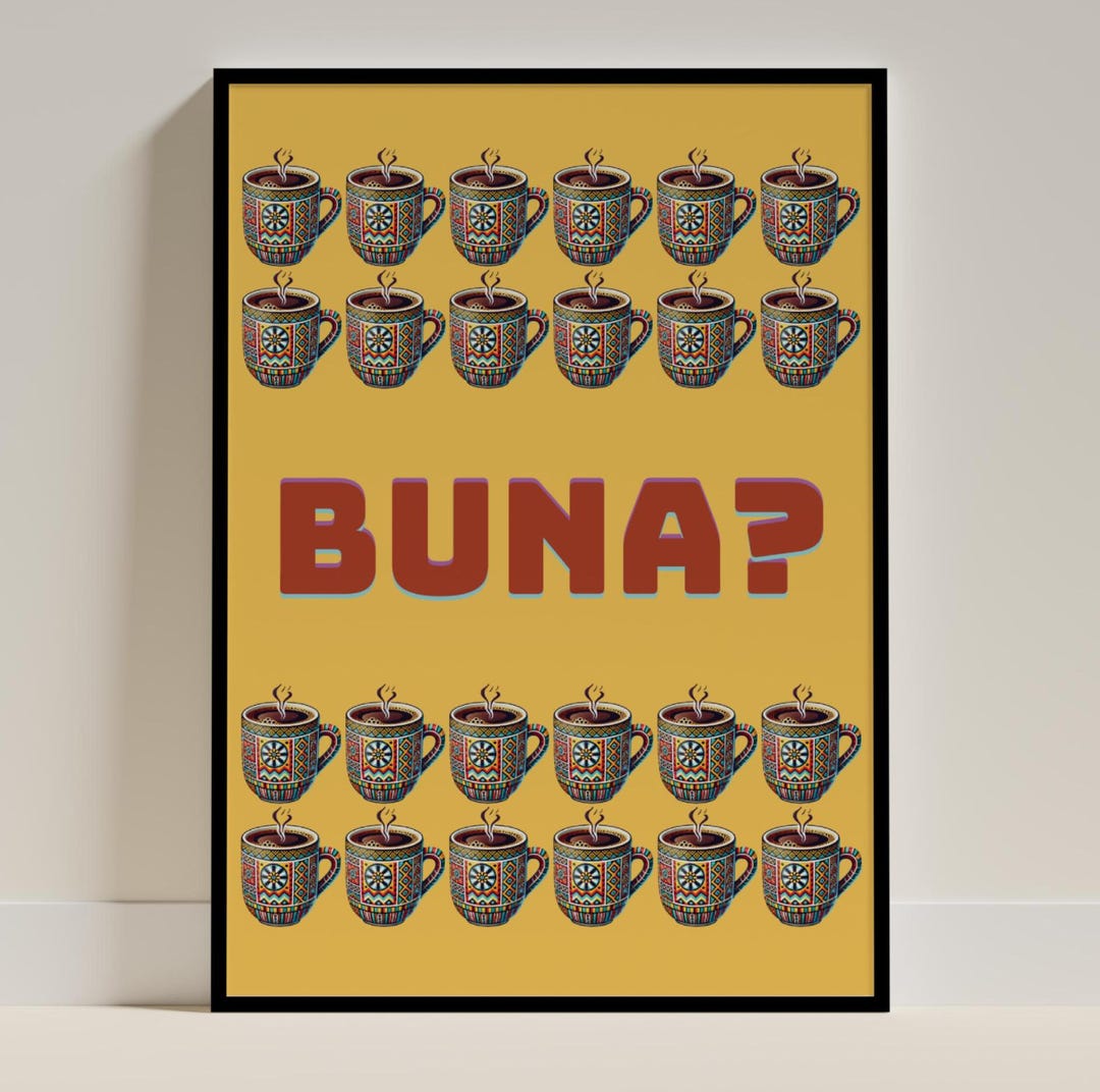 Buna Coffee Digital Print, Ethiopian Coffee Art, Colorful Coffee Poster ...