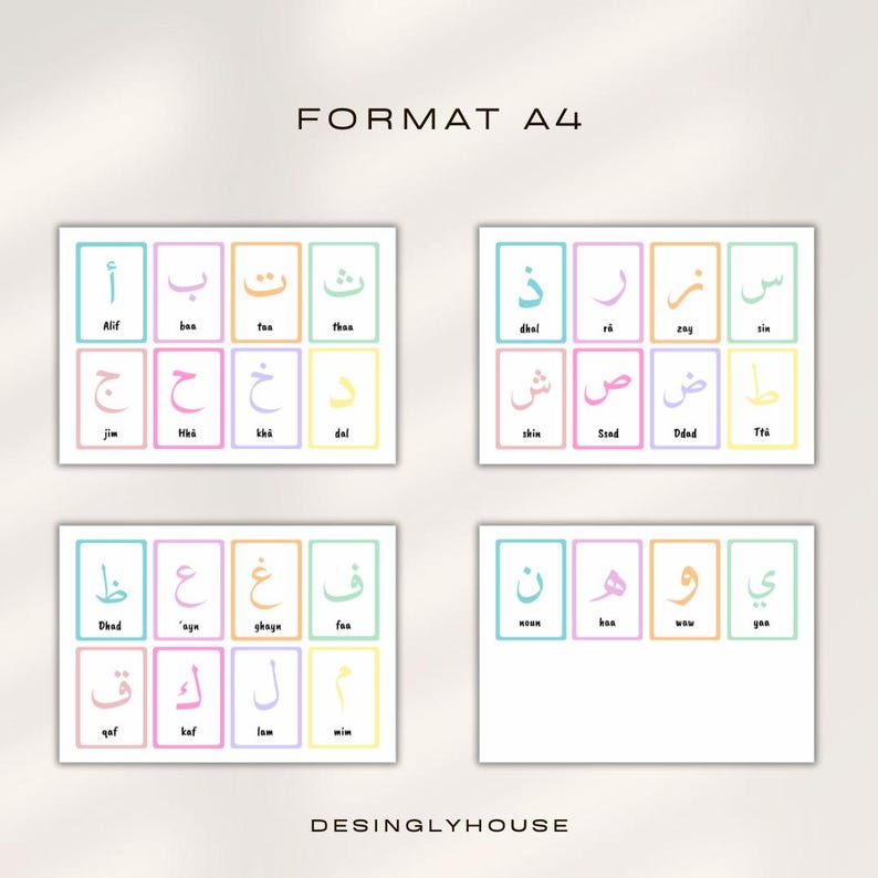 Arabic Alphabet Flash Cards, Arabic Alphabet, Card for Kids, Learning ...