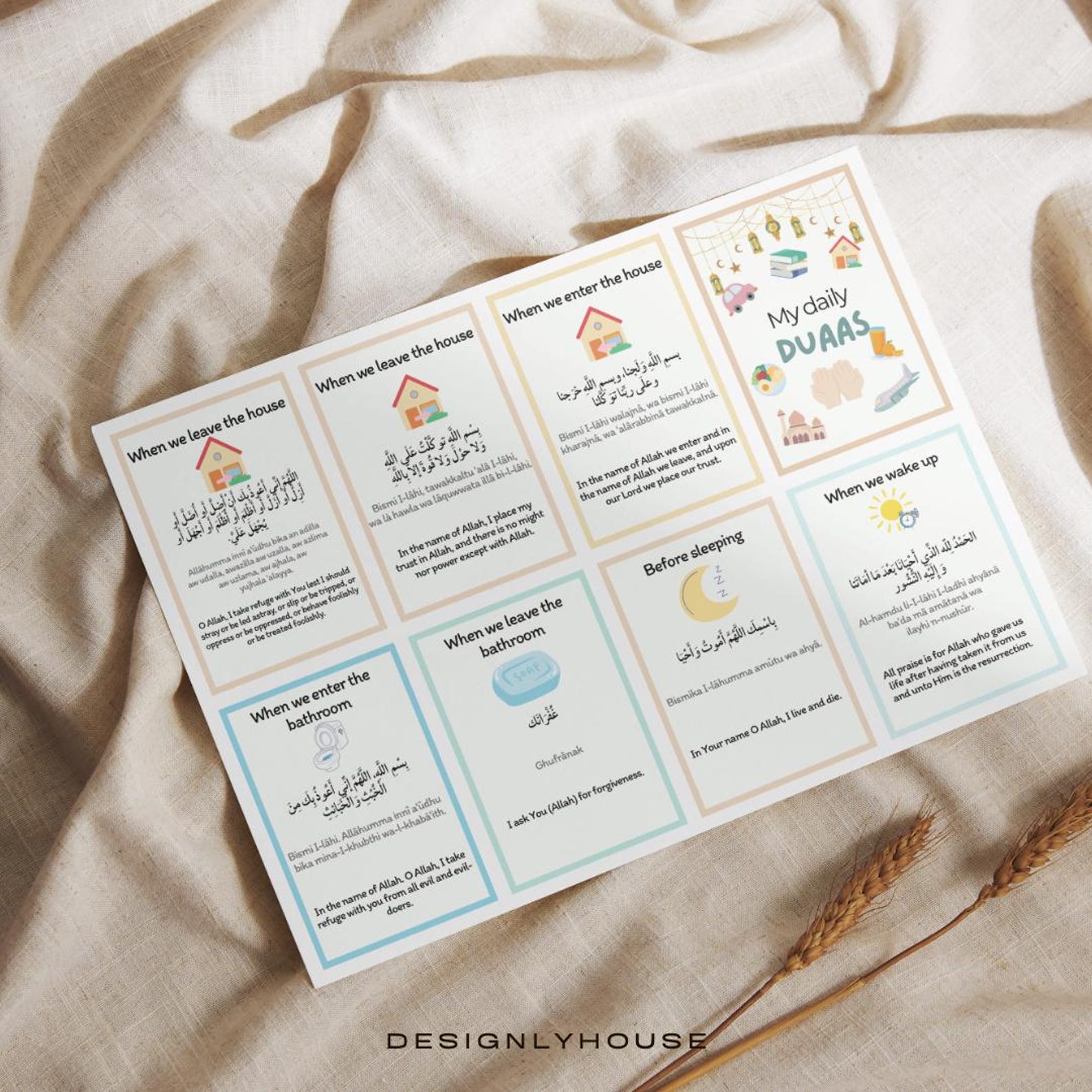 Daily Duas Cards, Dua Flash Cards, Islamic Flashcards, Dua Flashcard ...