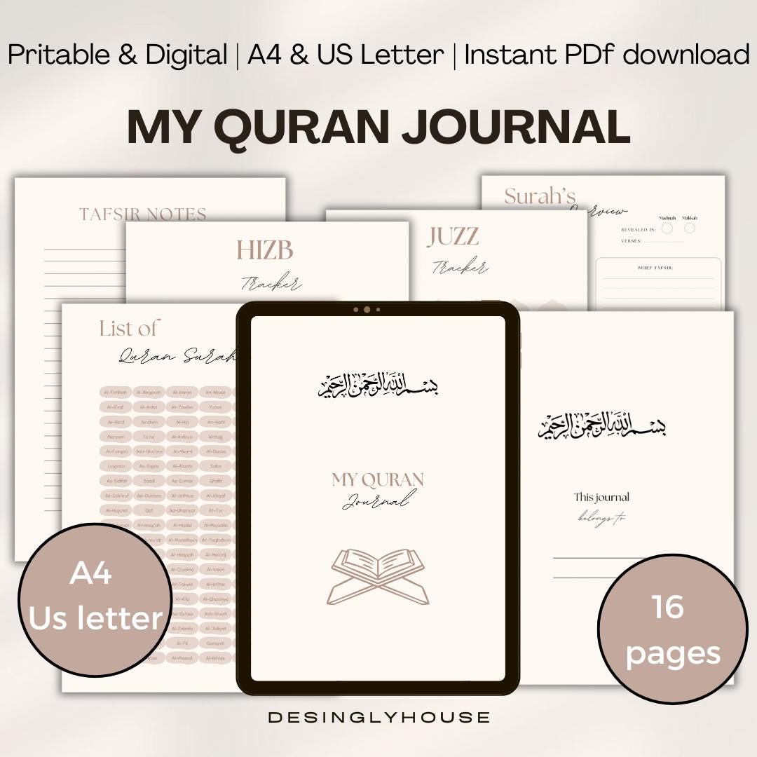 Printable Quran Digital Journal, Quran Journaling, Quran Tracking ...