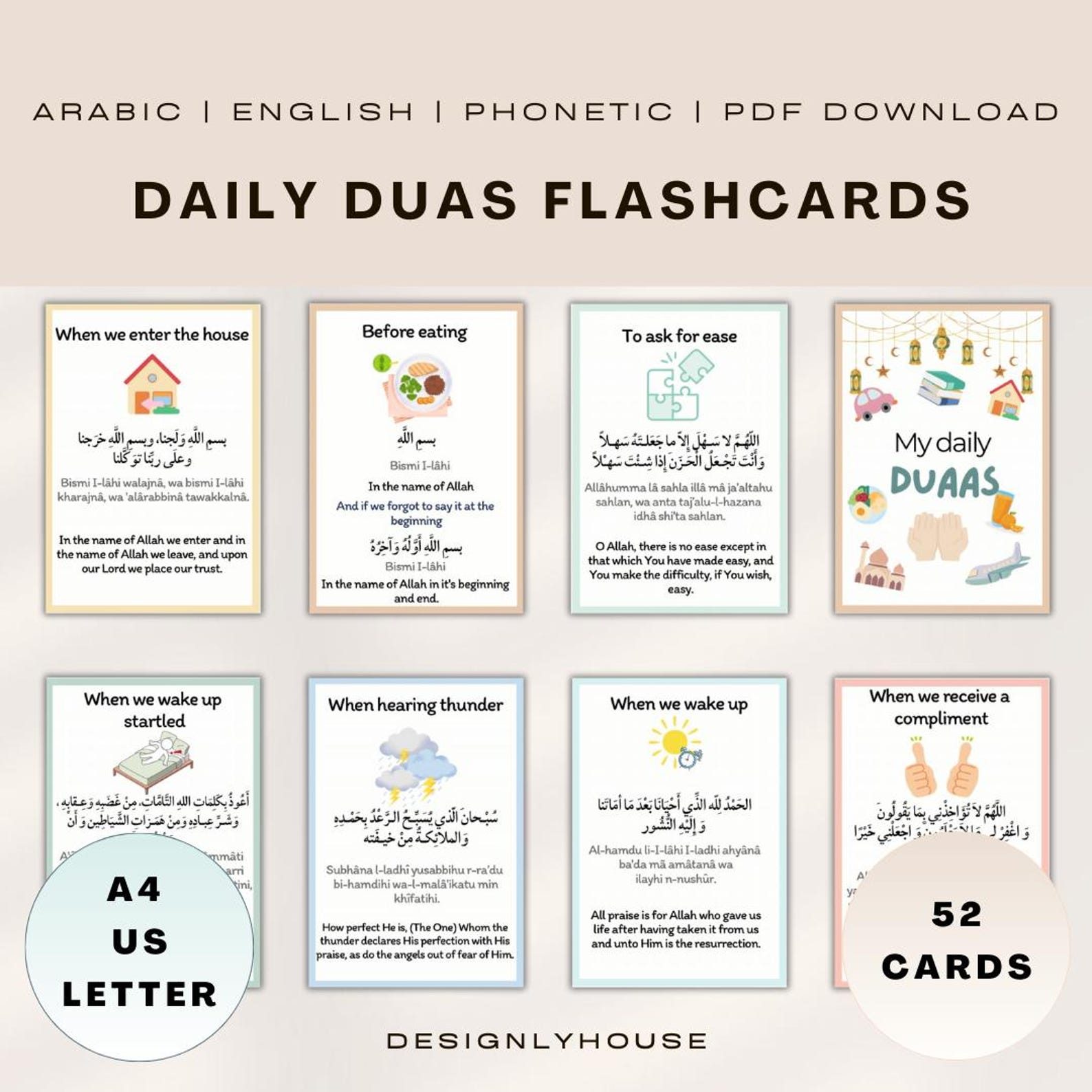 Daily Duas Cards, Dua Flash Cards, Islamic Flashcards, Dua Flashcard ...