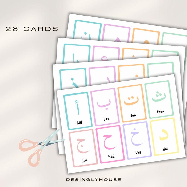 Arabic Alphabet Flash Cards, Arabic Alphabet, Card for Kids, Learning ...