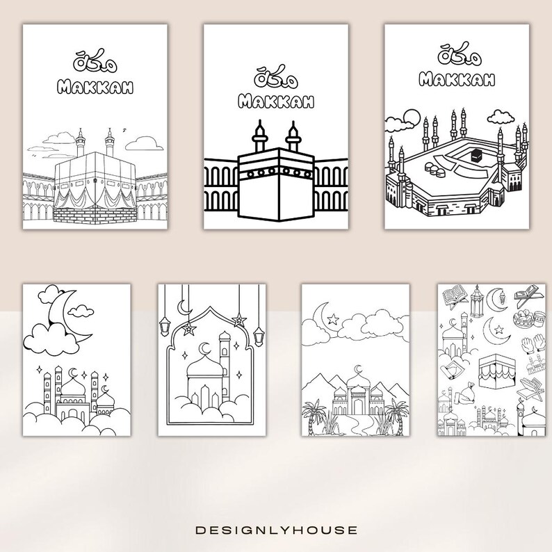 Muslim Coloring Sheets for Kids, Islamic Coloring, 17 Coloring Pages ...