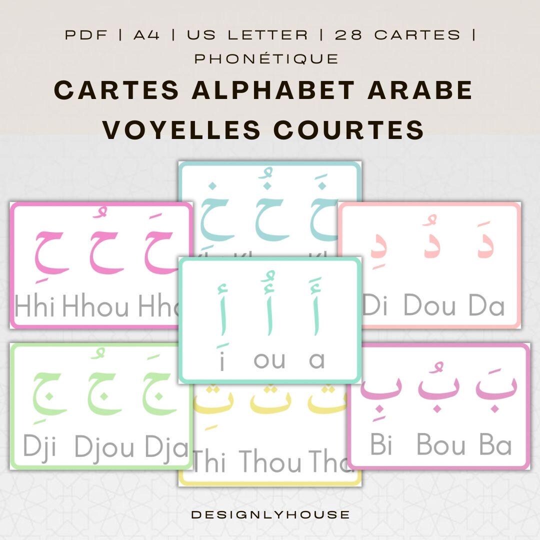 Arabic Alphabet Card With Short Vowels, Arabic Letters in Phonetics ...