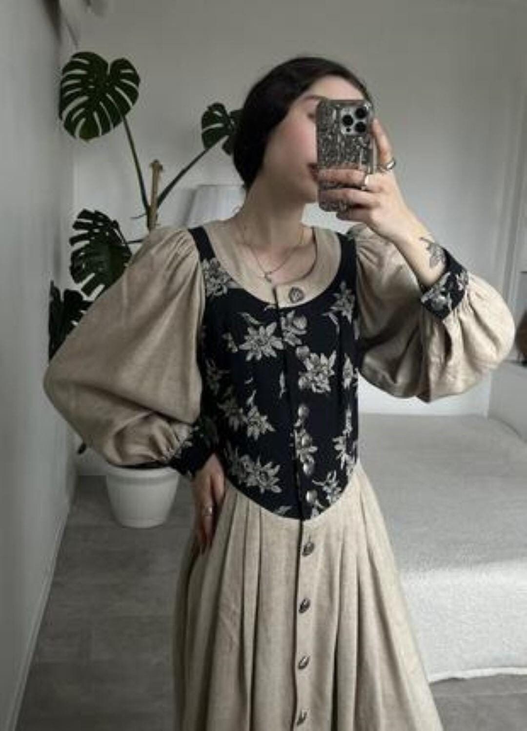 Luxurious Vintage Austrian Linen Dress With Edelweiss Embroidery Size M ...