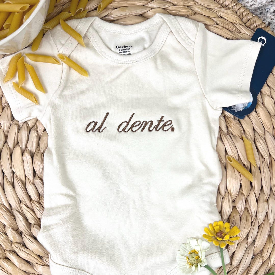 Embroidered Al Dente Baby Onesie: Pasta Baby Bodysuit, Funny Foodie ...