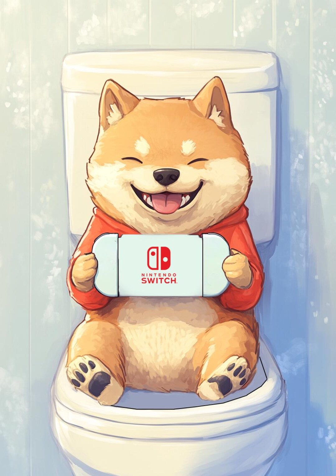 Digital Print Shiba on the Toilet - Etsy