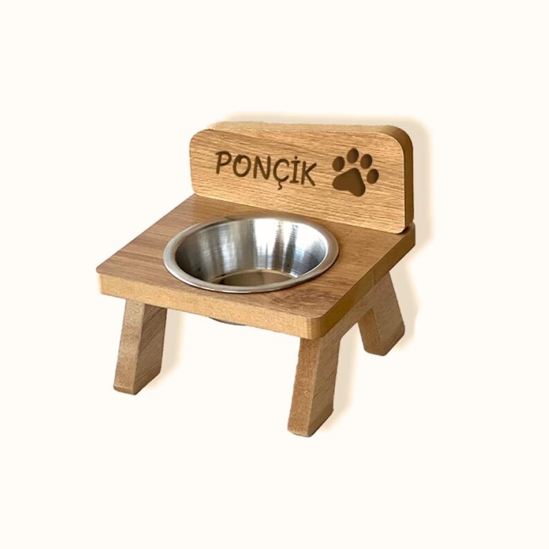 Custom Wooden Cat Bowl Stand, Single Elevated Stainless Steel Pet ...