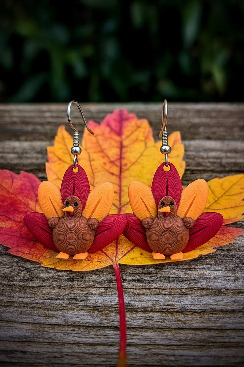 Thanksgiving Turkey Earrings – Festive 3D Printed Fall Jewelry - Etsy