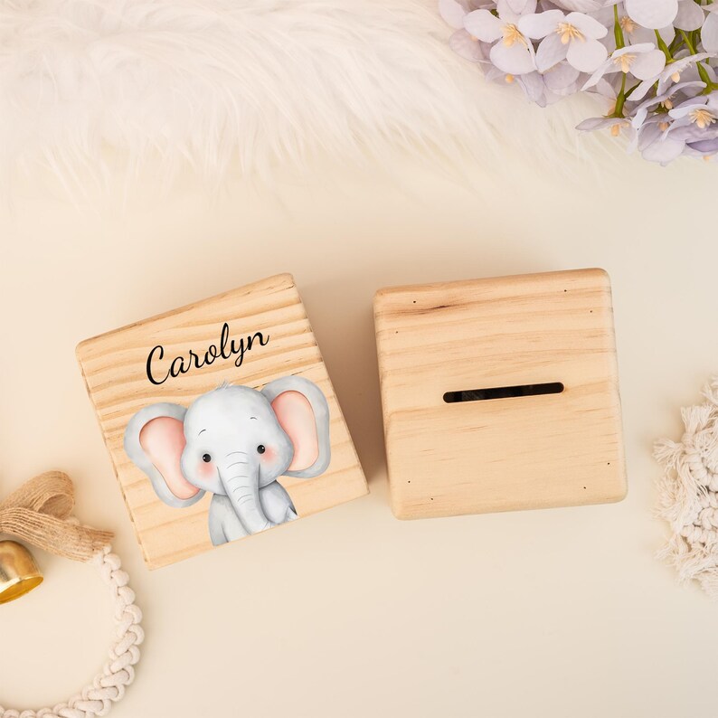 Personalized Wooden Money Box for Children, Child Money Box With His ...