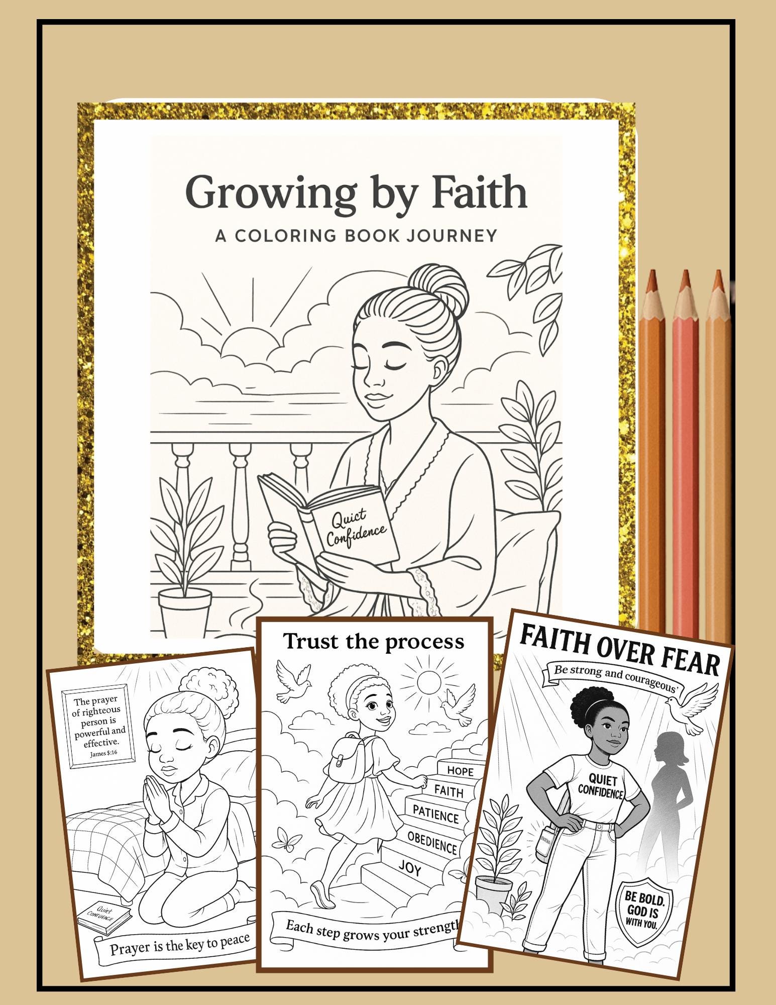 Growing by Faith Coloring Book: Christian Printable Faith Journal Pages ...
