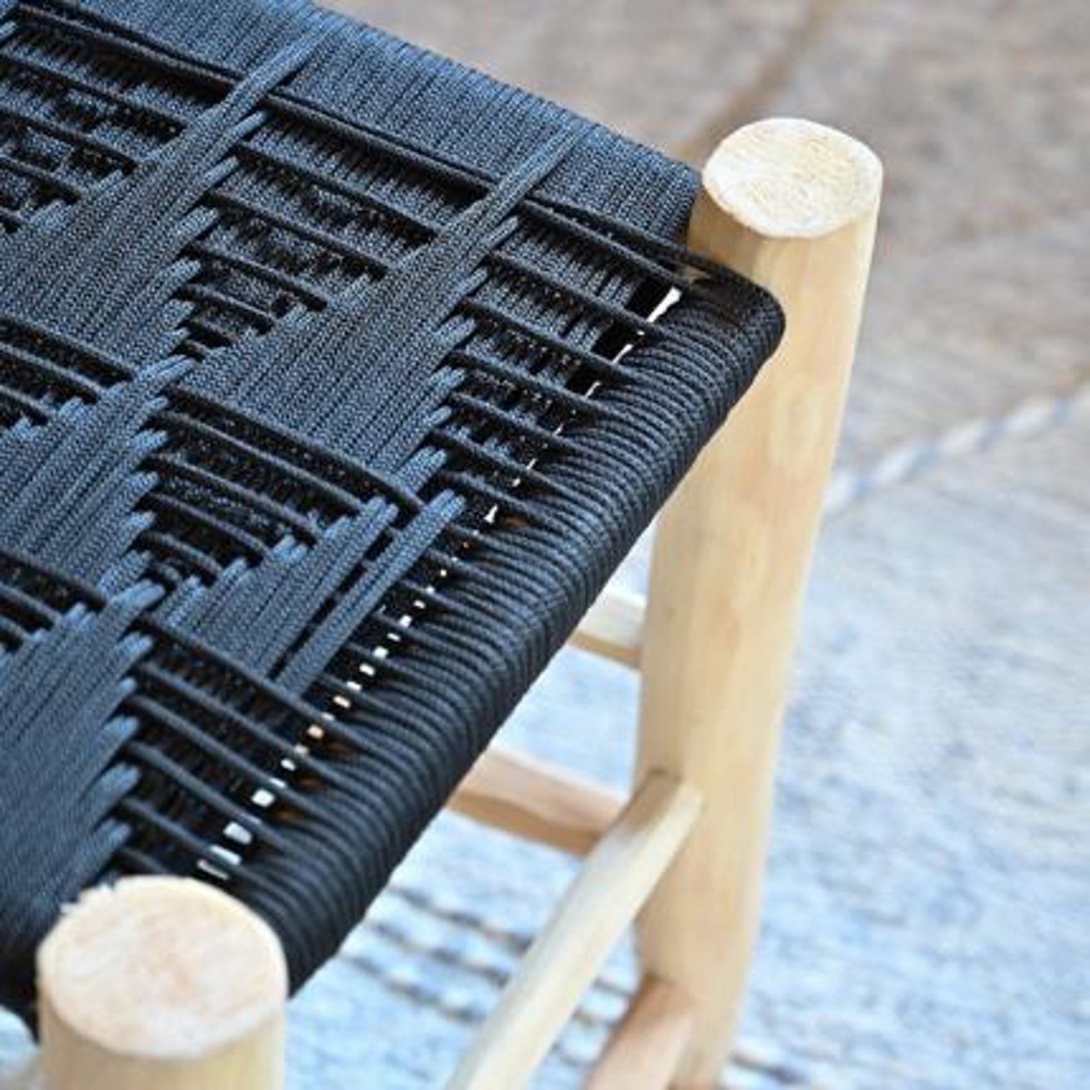 Moroccan Bench With Cord – Handmade Boho Seating, Natural Fiber Accent ...