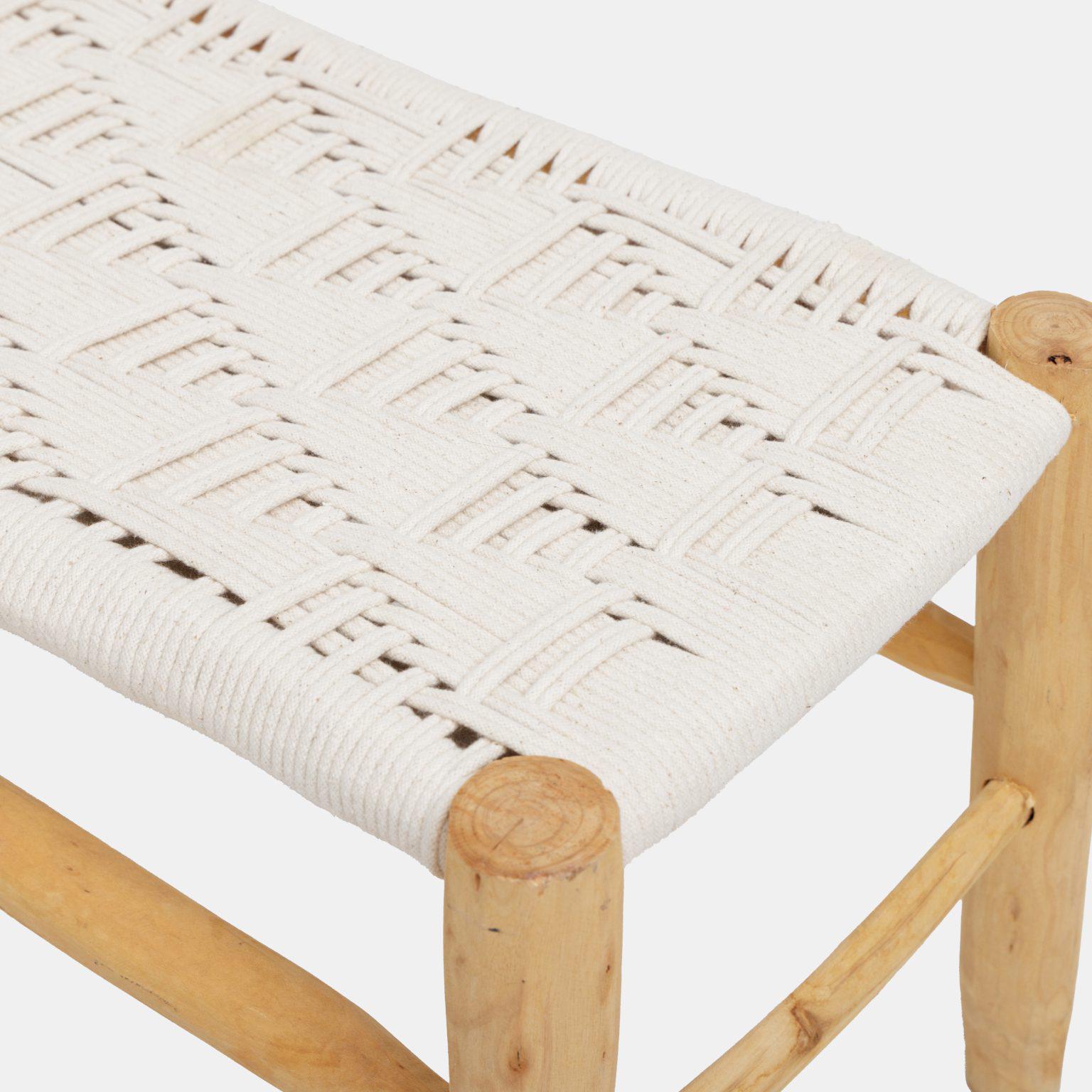 Moroccan Bench With Cord – Handmade Boho Seating, Natural Fiber Accent ...