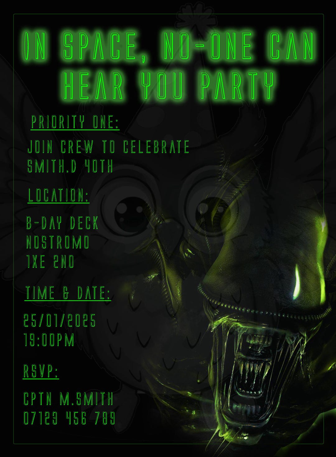 Alien Xenomorph Party Invite DIGITAL - Etsy