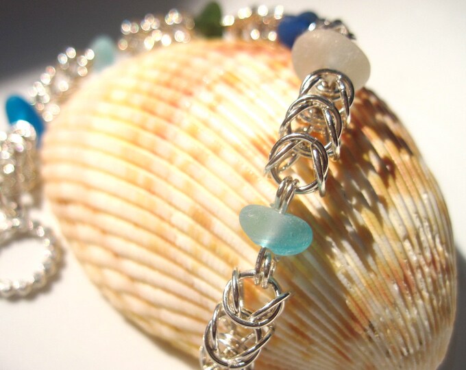 Sea Glass Jewelry Vintage English Multis Handmade Byzantine Sterling ...