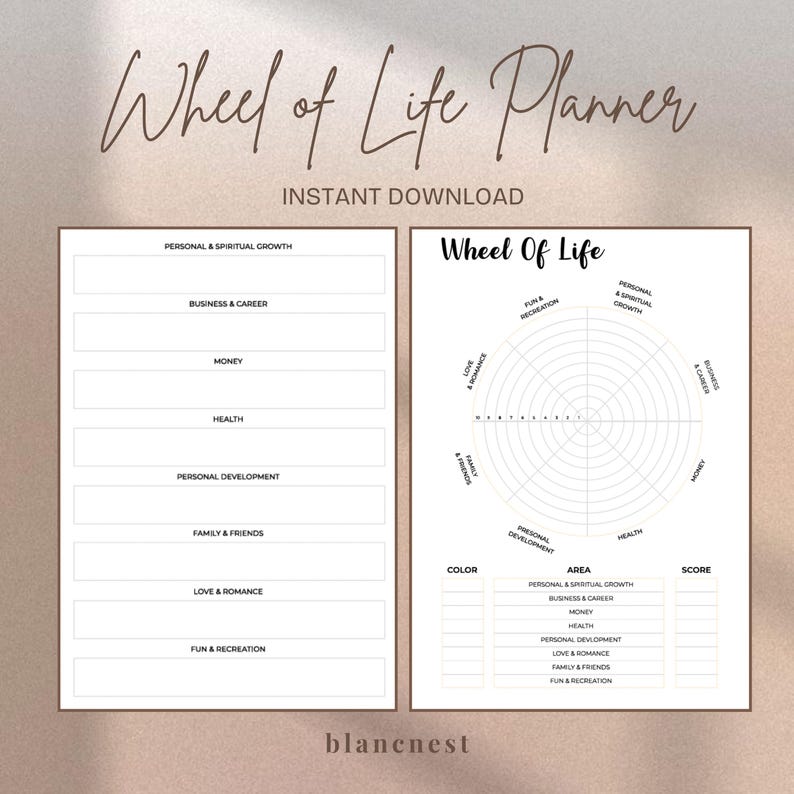 Printable Wheel of Life Planner - Etsy