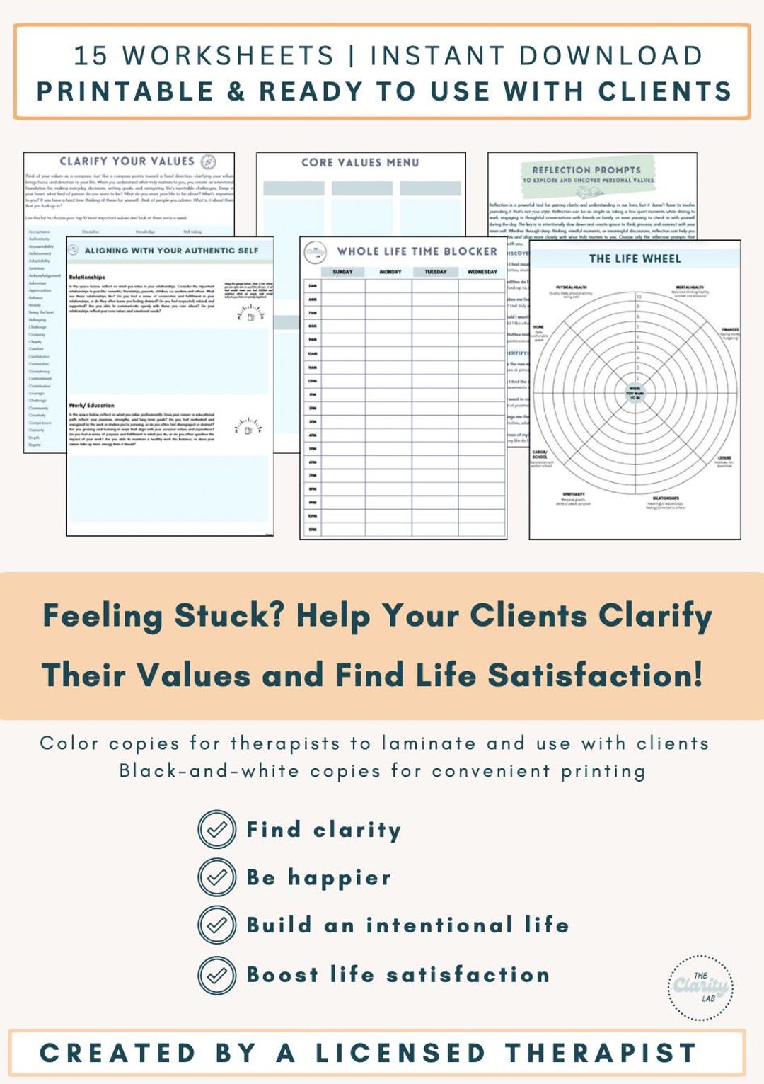 Clarifying Values Mental Health Worksheets - Etsy