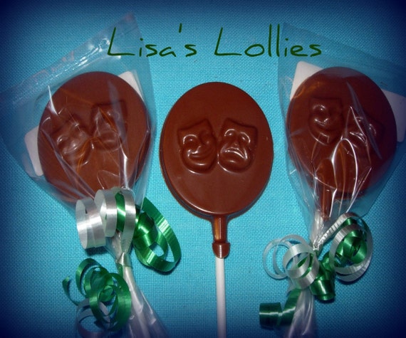 Items similar to Comedy Tragedy Masks Chocolate Lollipops Favors Set of ...