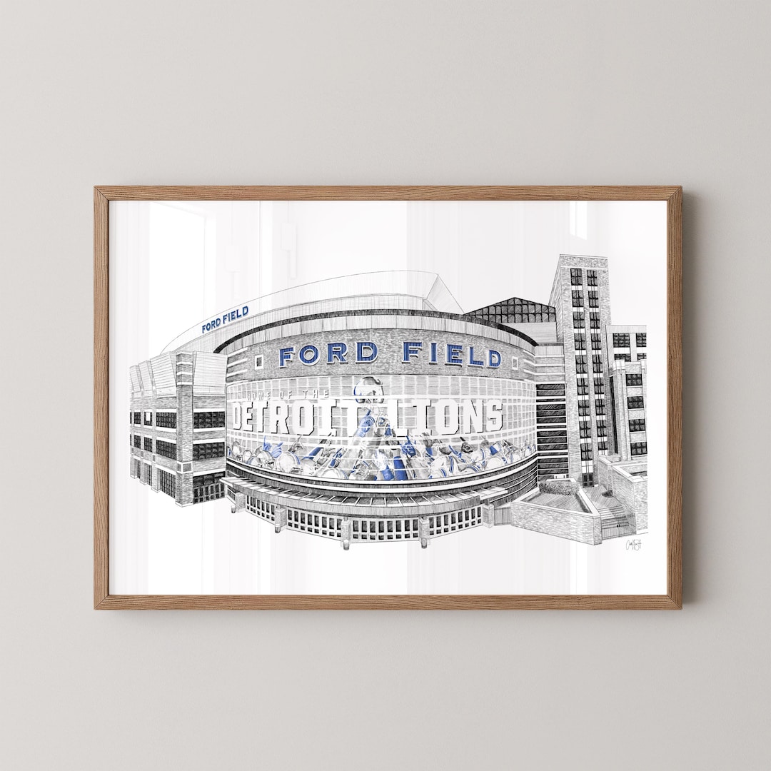 Ford Field Digital Download | Hand-drawn Detroit Lions Stadium Art ...