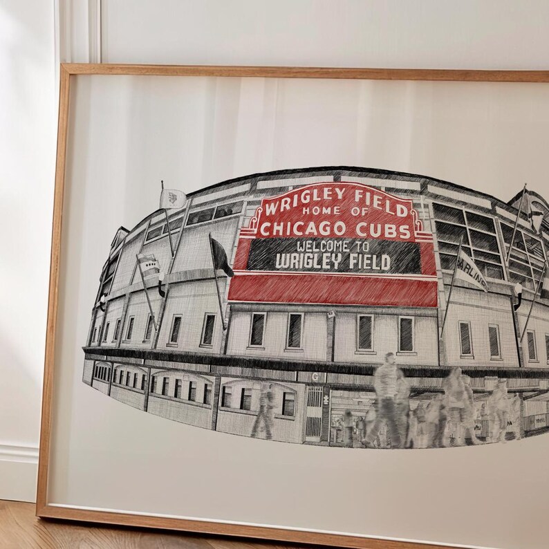 Wrigley Field Digital Art Print | Chicago Cubs Stadium Sketch ...