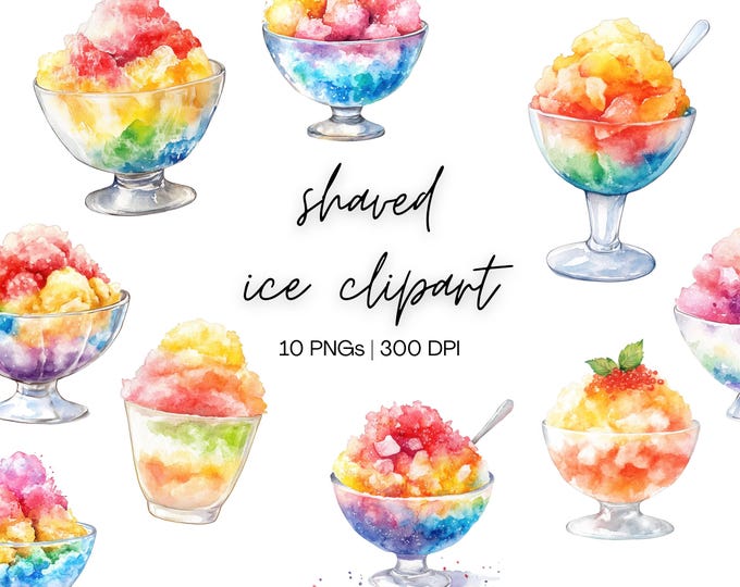 Snow Cones Watercolor Clipart Bundle: 530 Icy Treat Graphics (digital ...