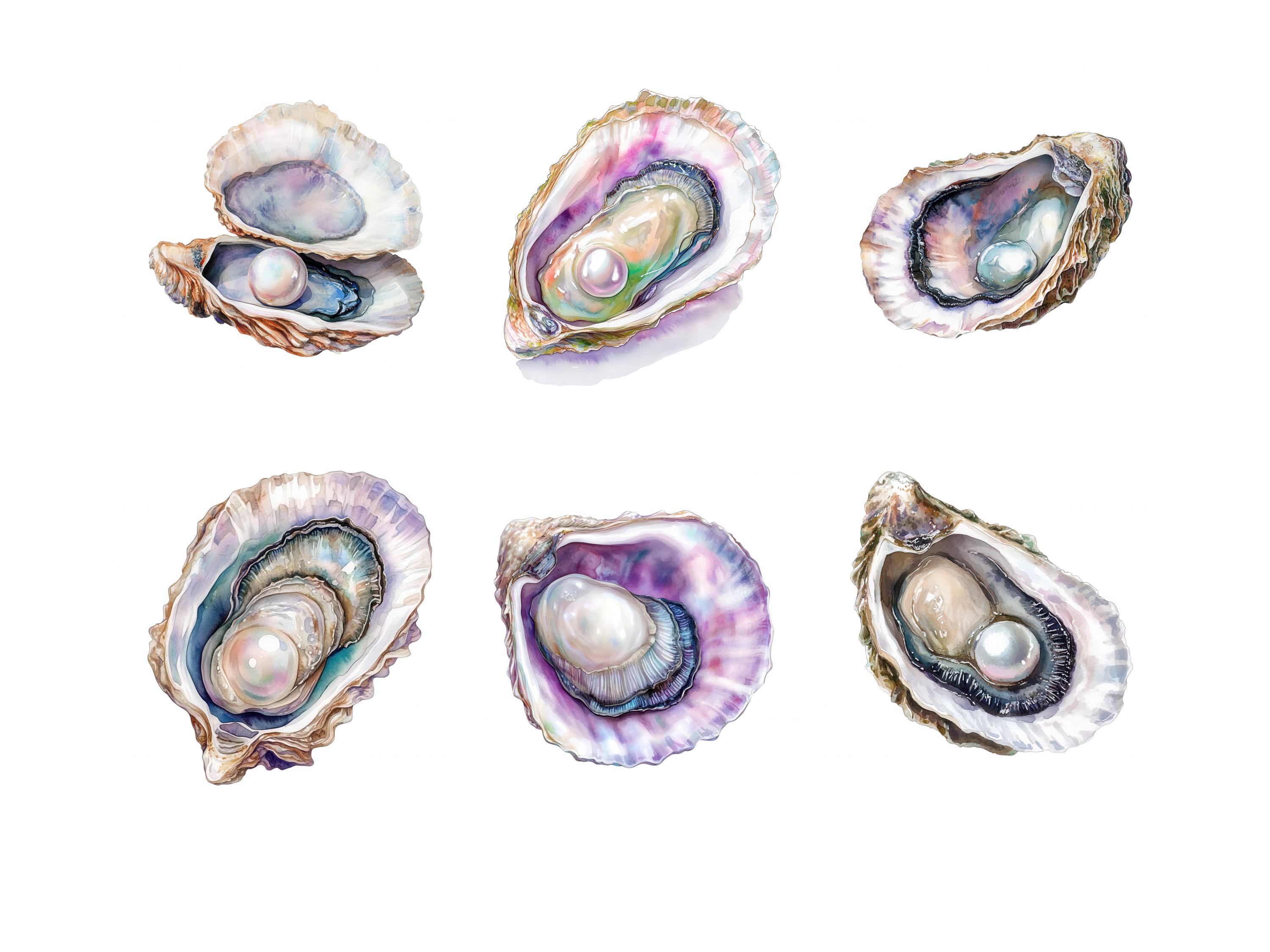 Oyster and Pearl Clipart Bundle | Sea Life Clipart, Watercolor Clipart ...