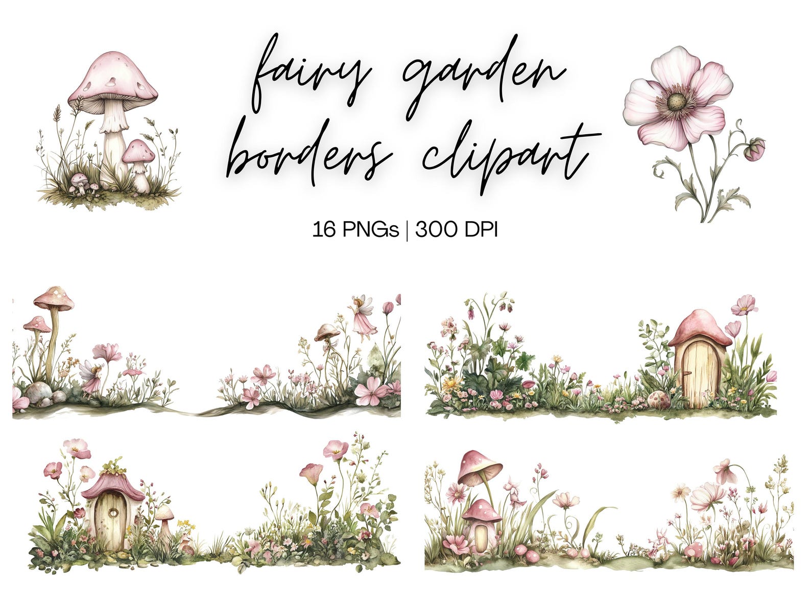 Fairy Garden Clipart Bordersbundle | Fairy Garden Clipart, Fantasy ...