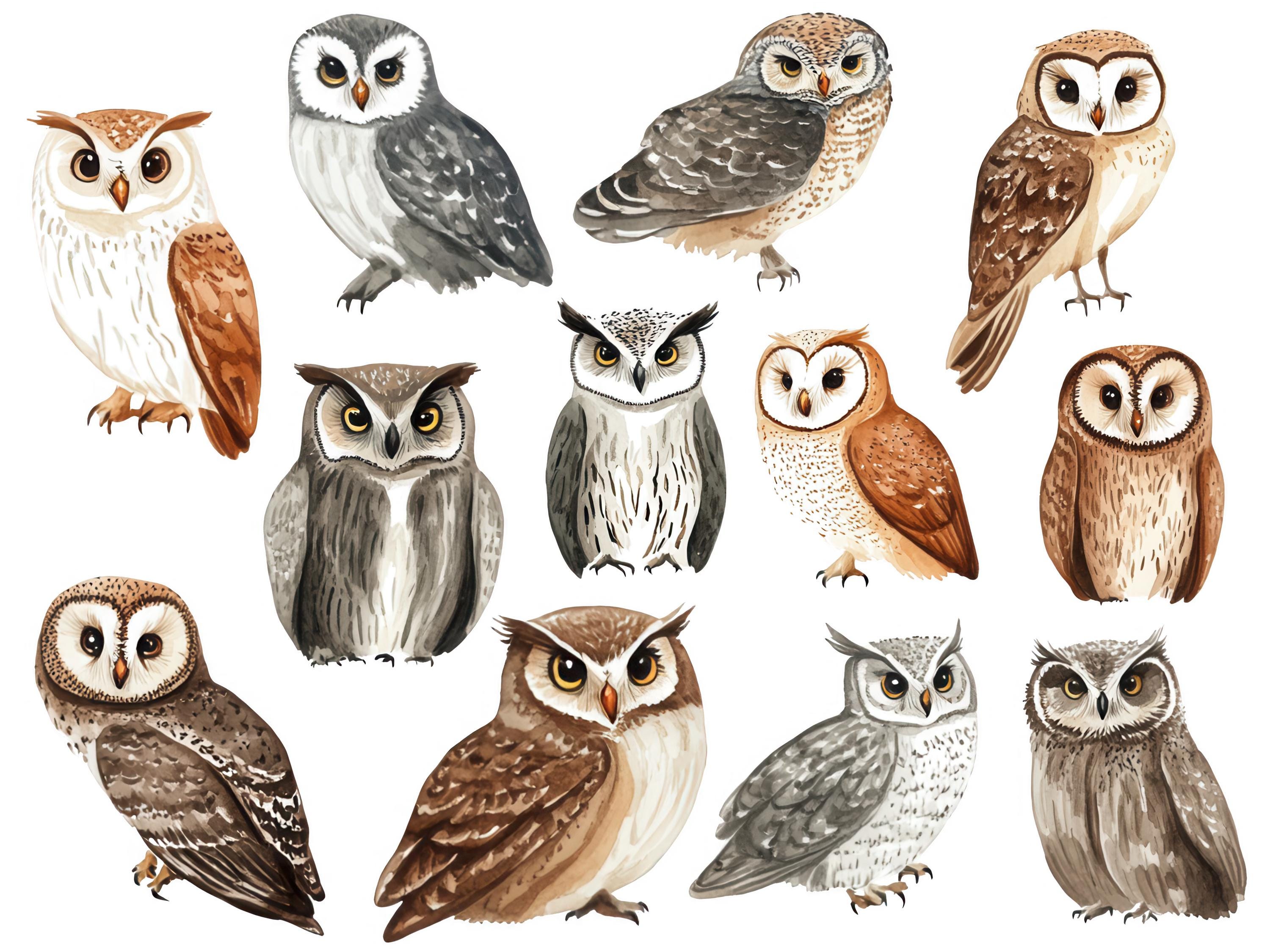 Owl Clipart | Realistic Owl Clipart, Snowy Owl Clipart, Illustrated Owl ...