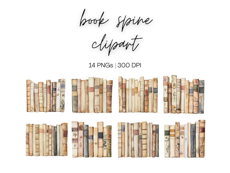 Book Spines Clipart Bundle | Vintage Book Spines, Ornate Book Spines ...