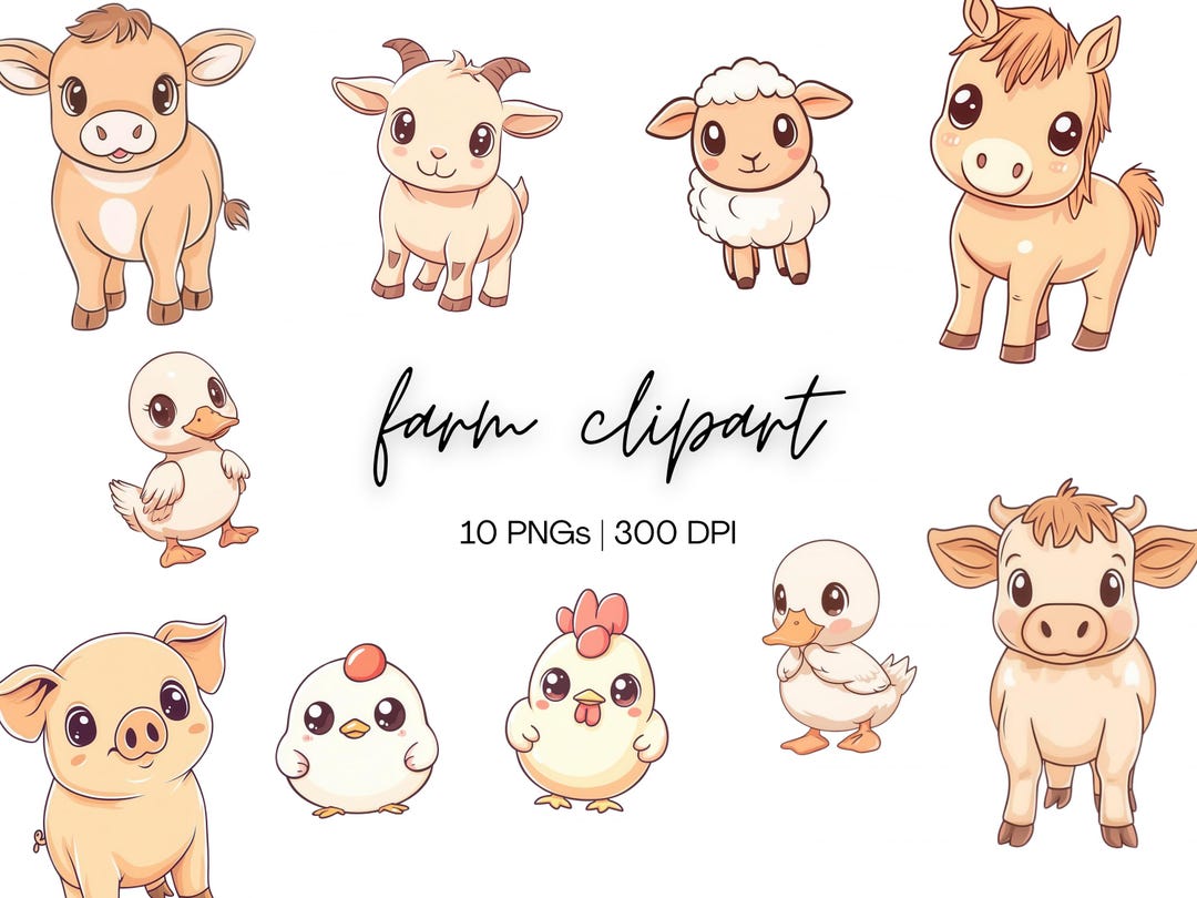 Farm Clipart Bundle Farm Animals Clipart Set, Cute Animal Clipart, Baby ...