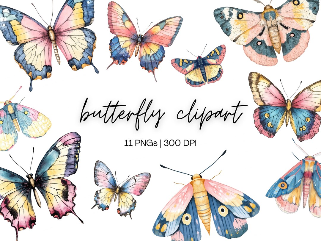 Butterfly Clipart Bundle | Watercolor Butterfly Clipart, Butterflies ...