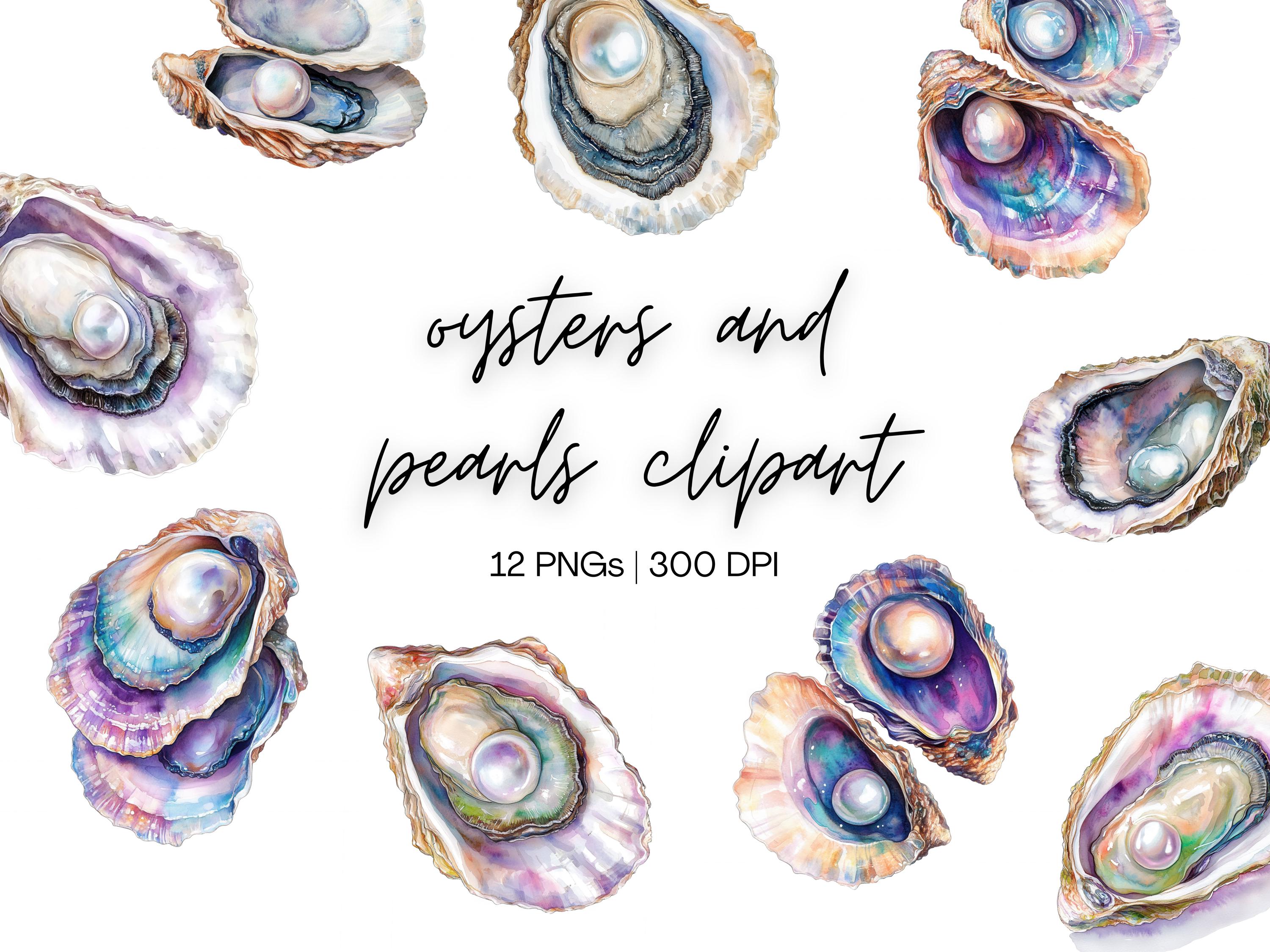Oyster and Pearl Clipart Bundle | Sea Life Clipart, Watercolor Clipart ...