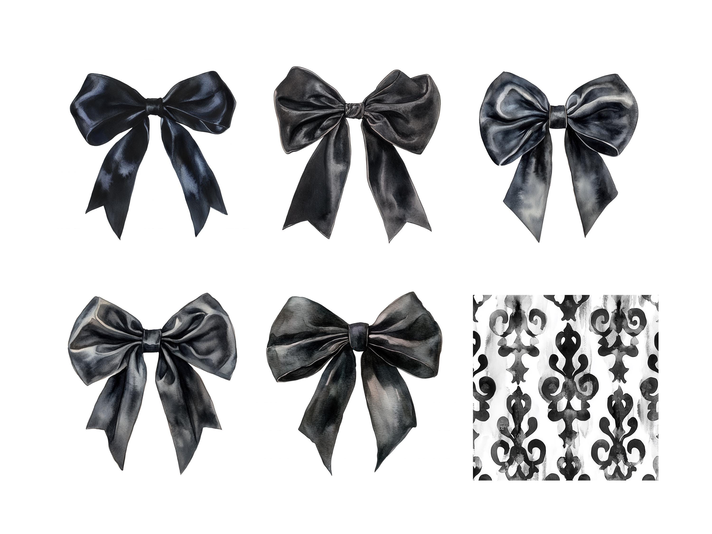 Black Coquette Clipart Pack | Cute Bow Clipart, Watercolor Clipart ...
