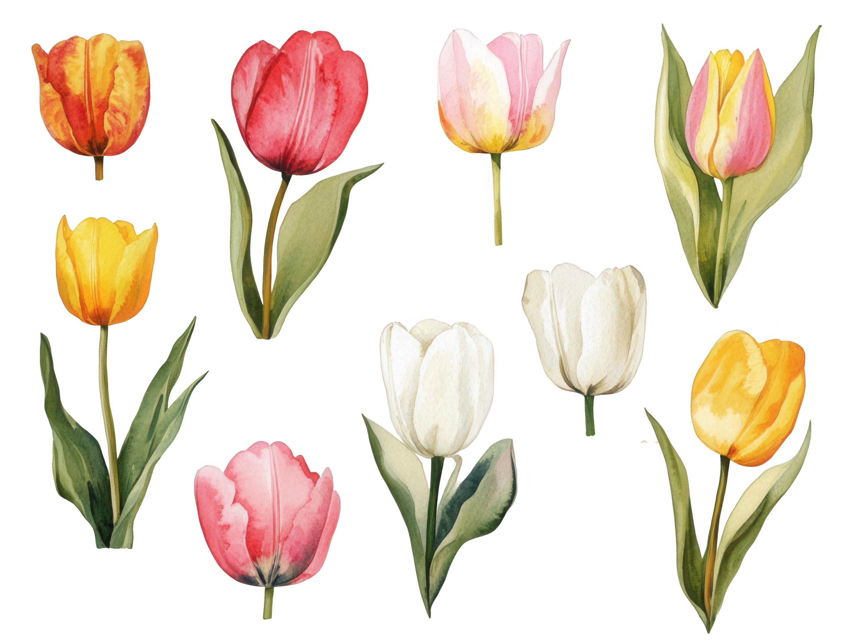Tulip Clipart Bundle | Watercolor Tulips, Watercolor Clipart, Spring ...
