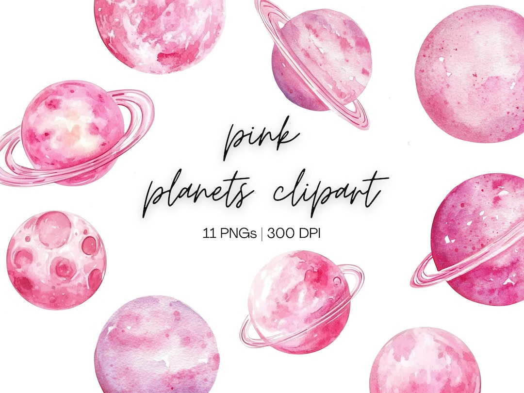 Watercolor Pink Planets Clipart | Outer Space Clipart, Planets Clipart ...