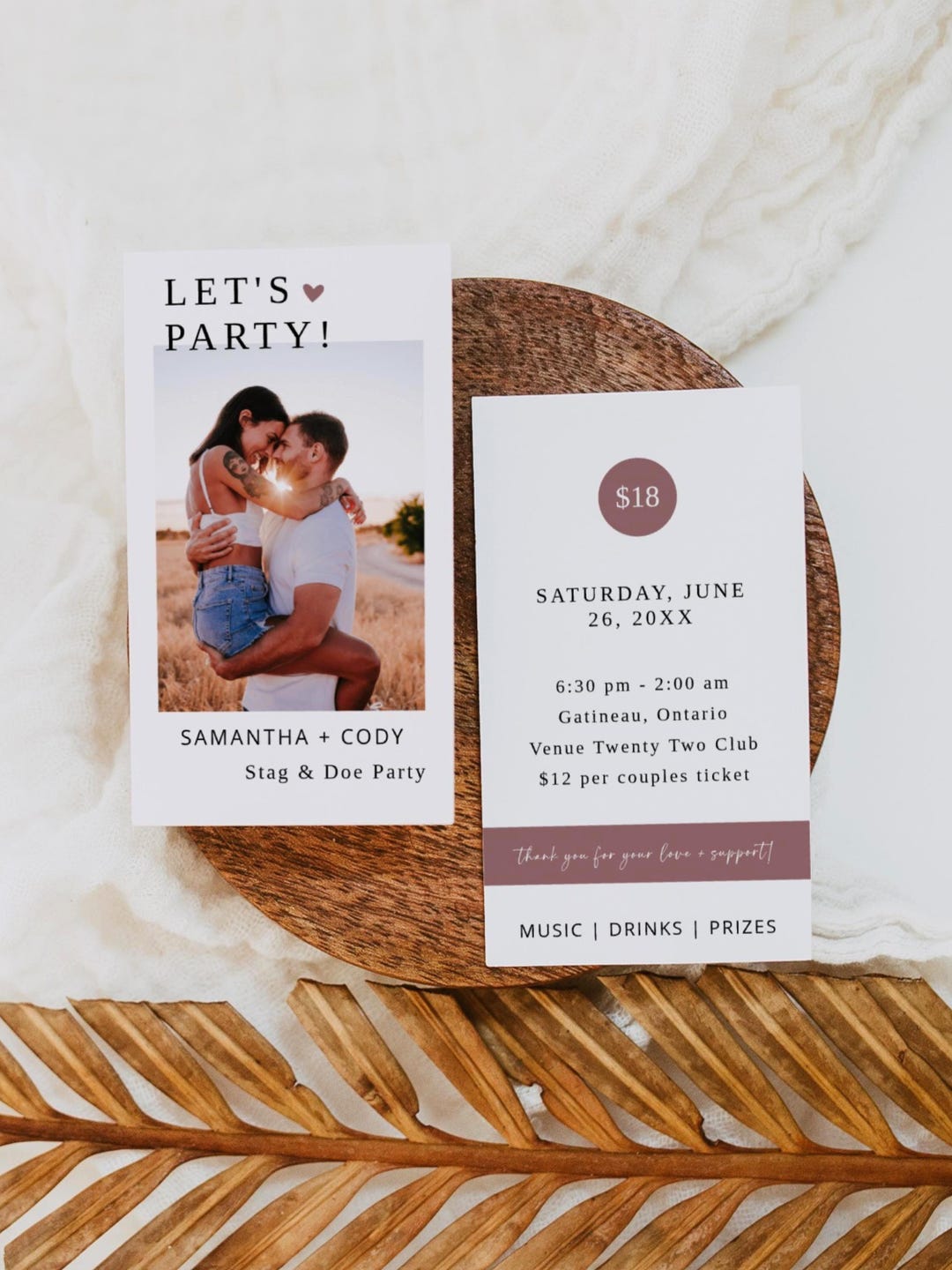 Editable Photo Stag & Doe Ticket Template, Printable Wedding Fundraiser ...