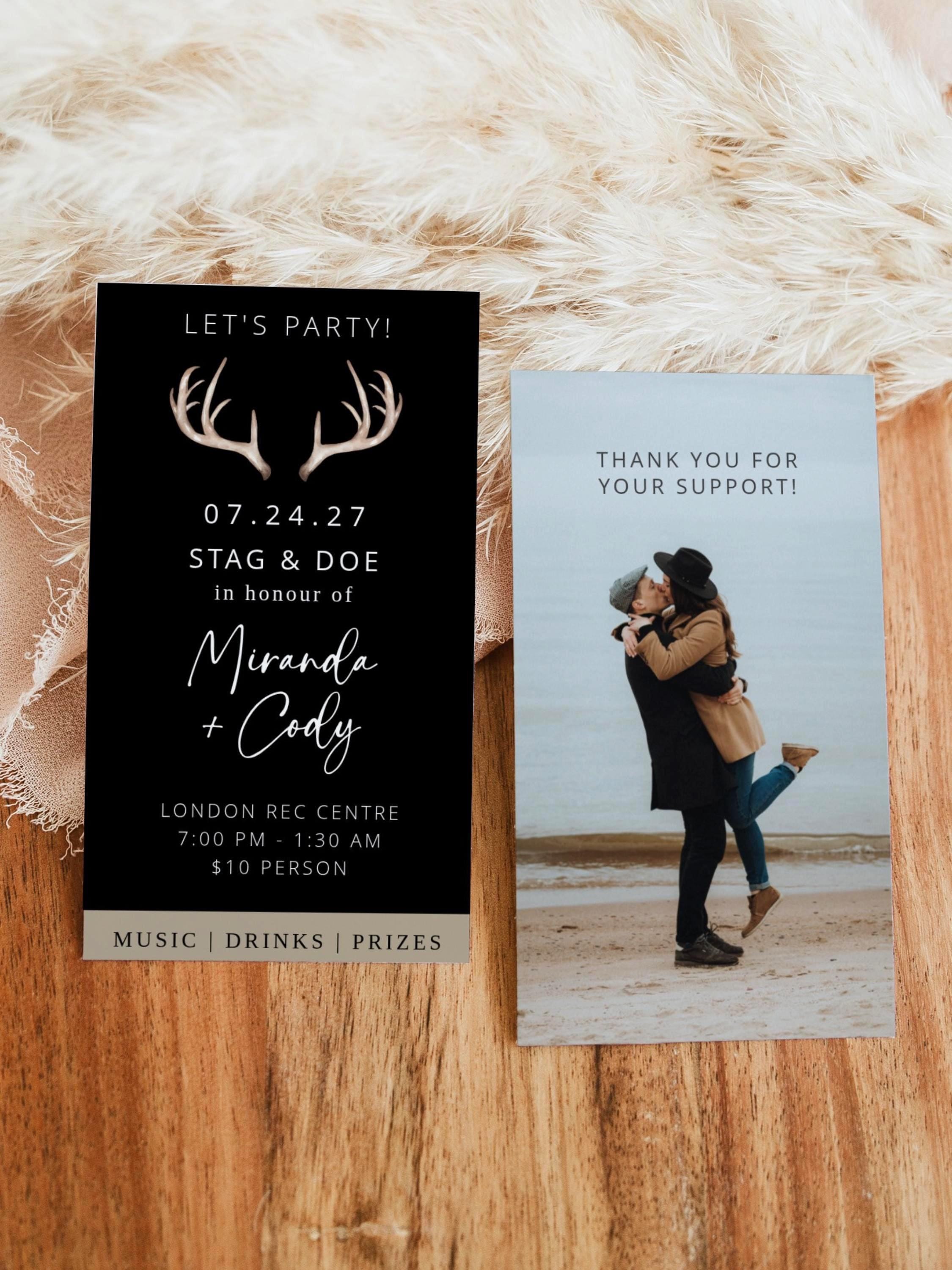 Editable Stag & Doe Ticket Template, Printable Custom Photo Jack + Jill ...