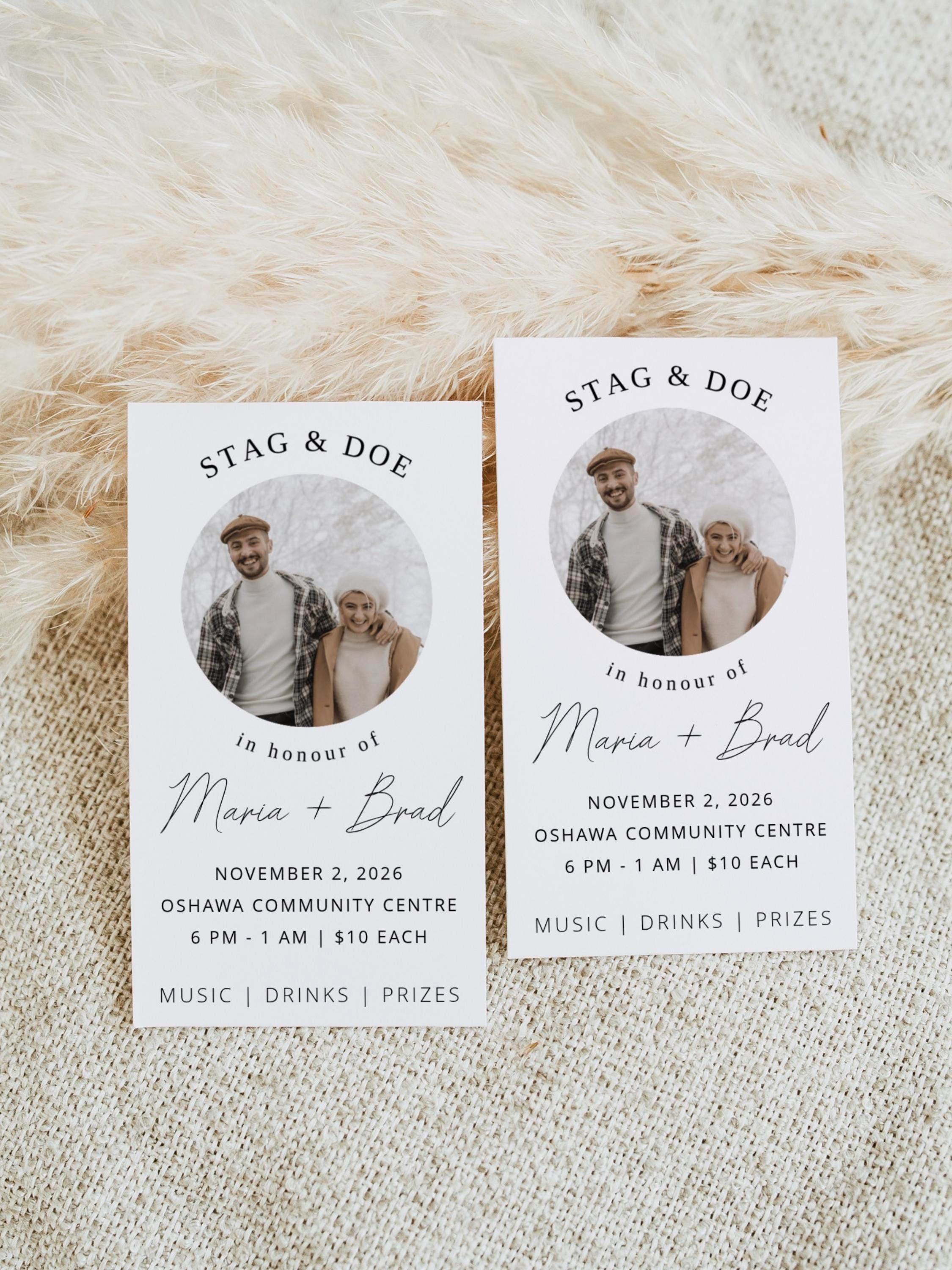 Editable Stag & Doe Template, Printable Wedding Fundraiser Tickets ...