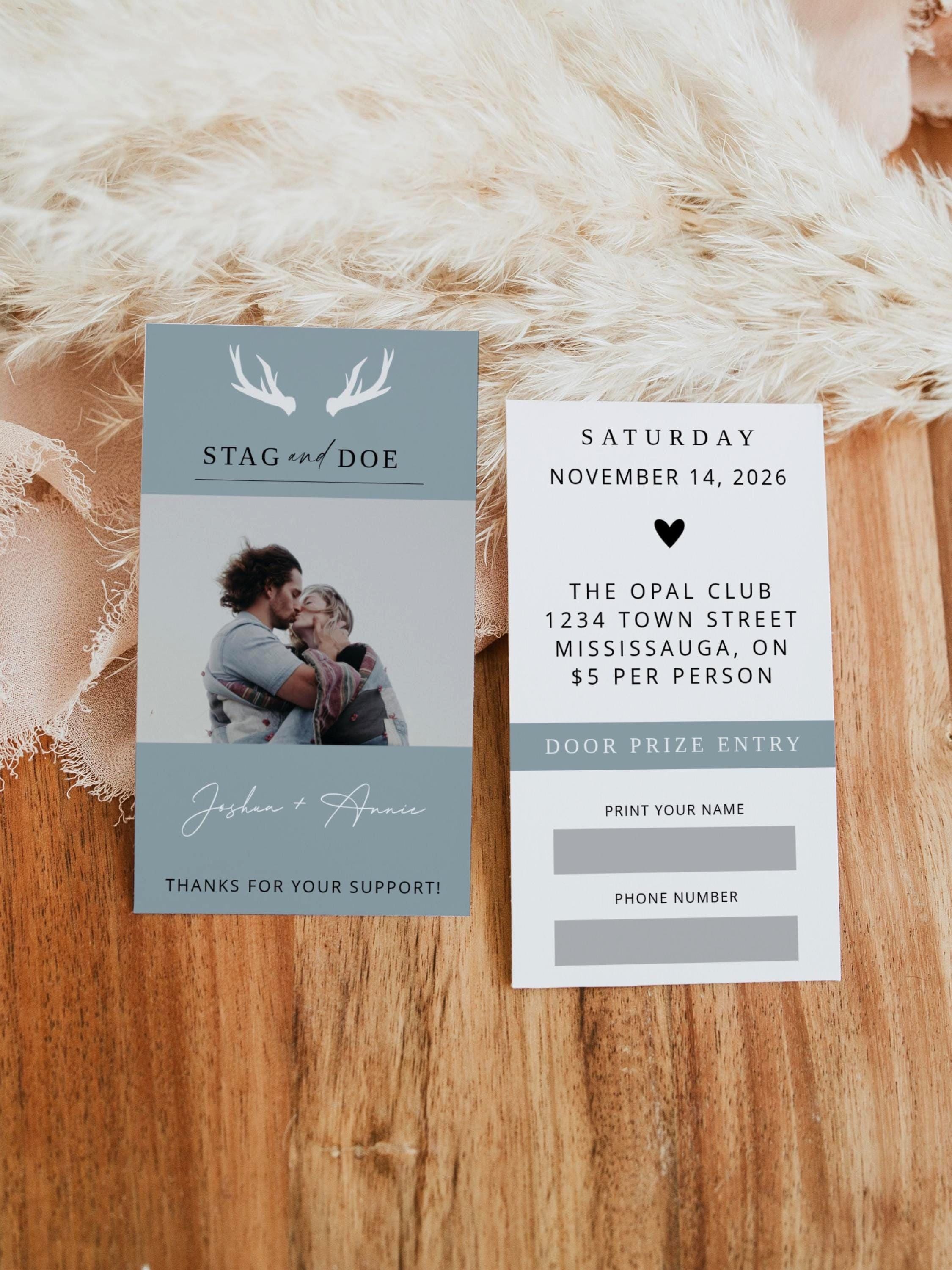 Editable Custom Photo Stag & Doe Ticket Template, Printable Wedding ...