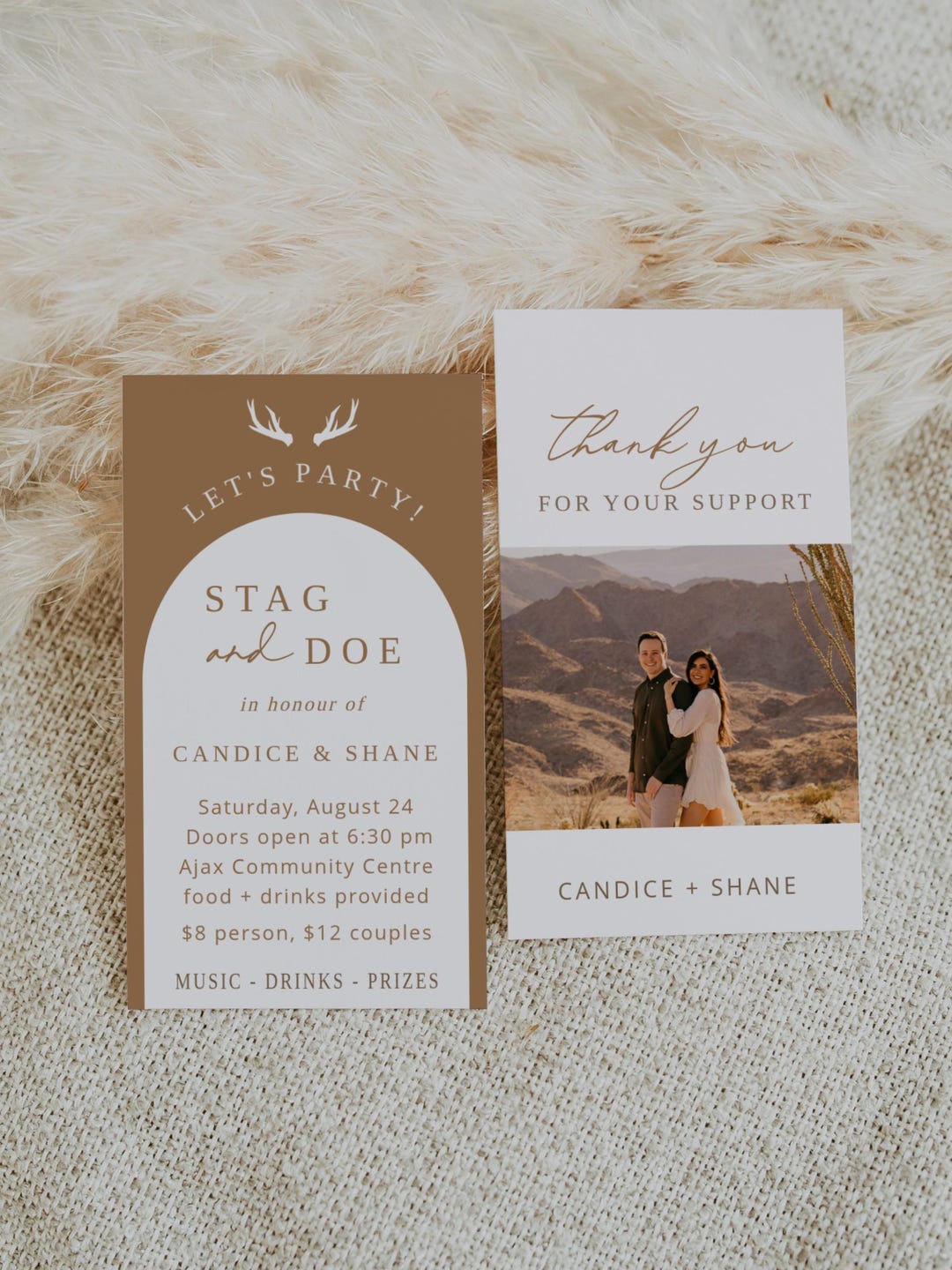 Terracotta Editable Stag & Doe Ticket Template, Printable Buck + Doe ...