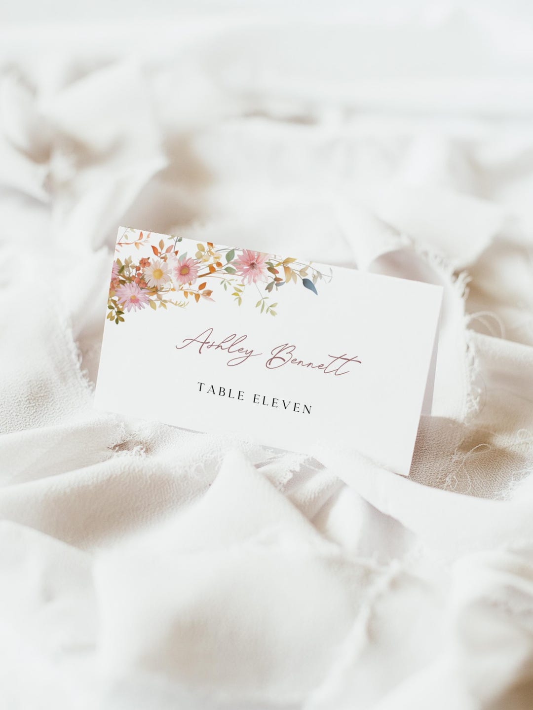 Editable Wildflower Place Card Template, Printable Floral Wedding Seat ...