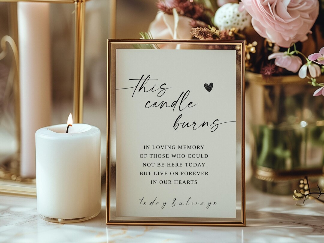 EVE Memorial Sign Editable Template, This Candle Burns in Loving Memory ...