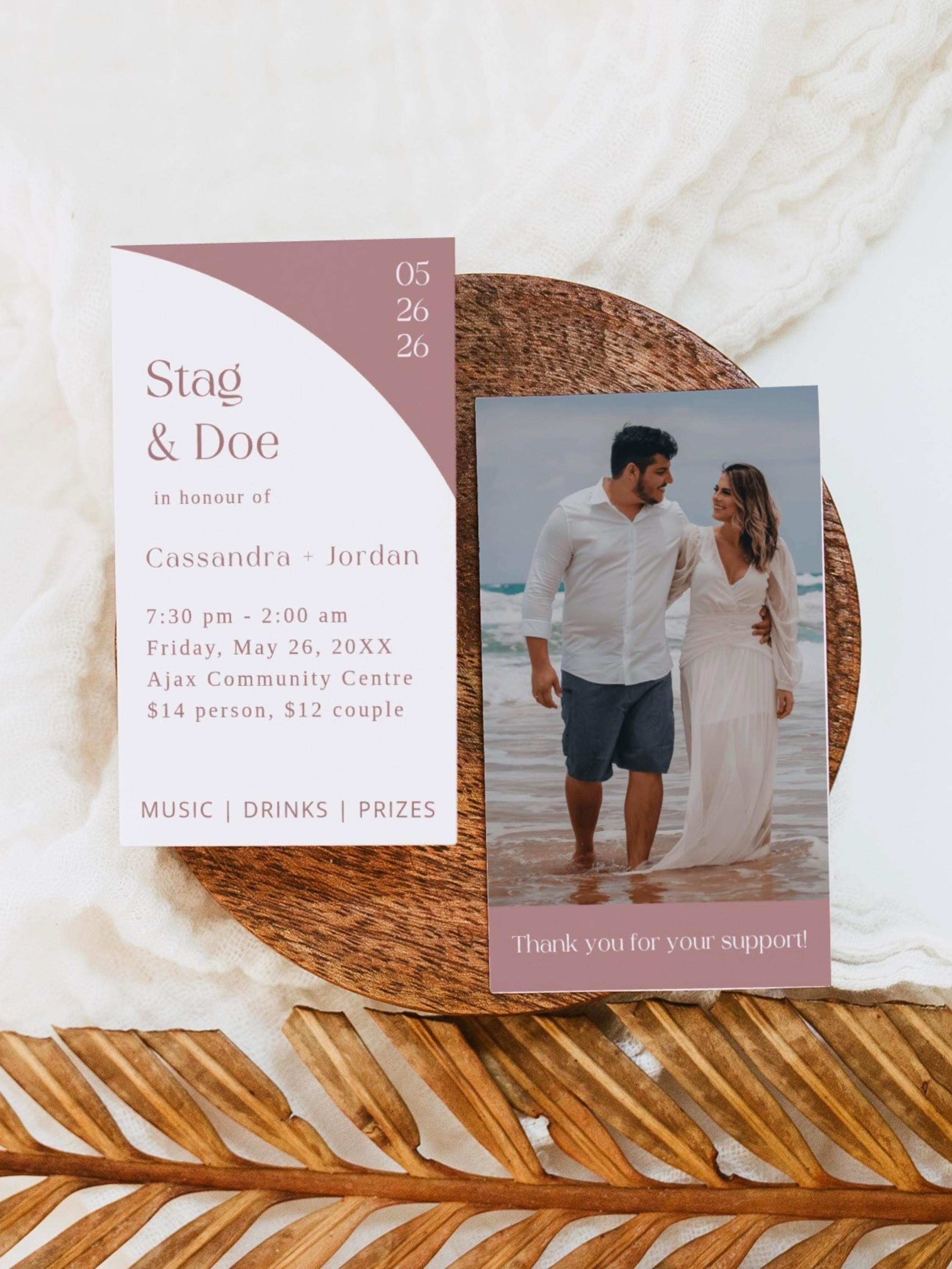 Editable Photo Stag & Doe Ticket Template, Printable Wedding Fundraiser ...