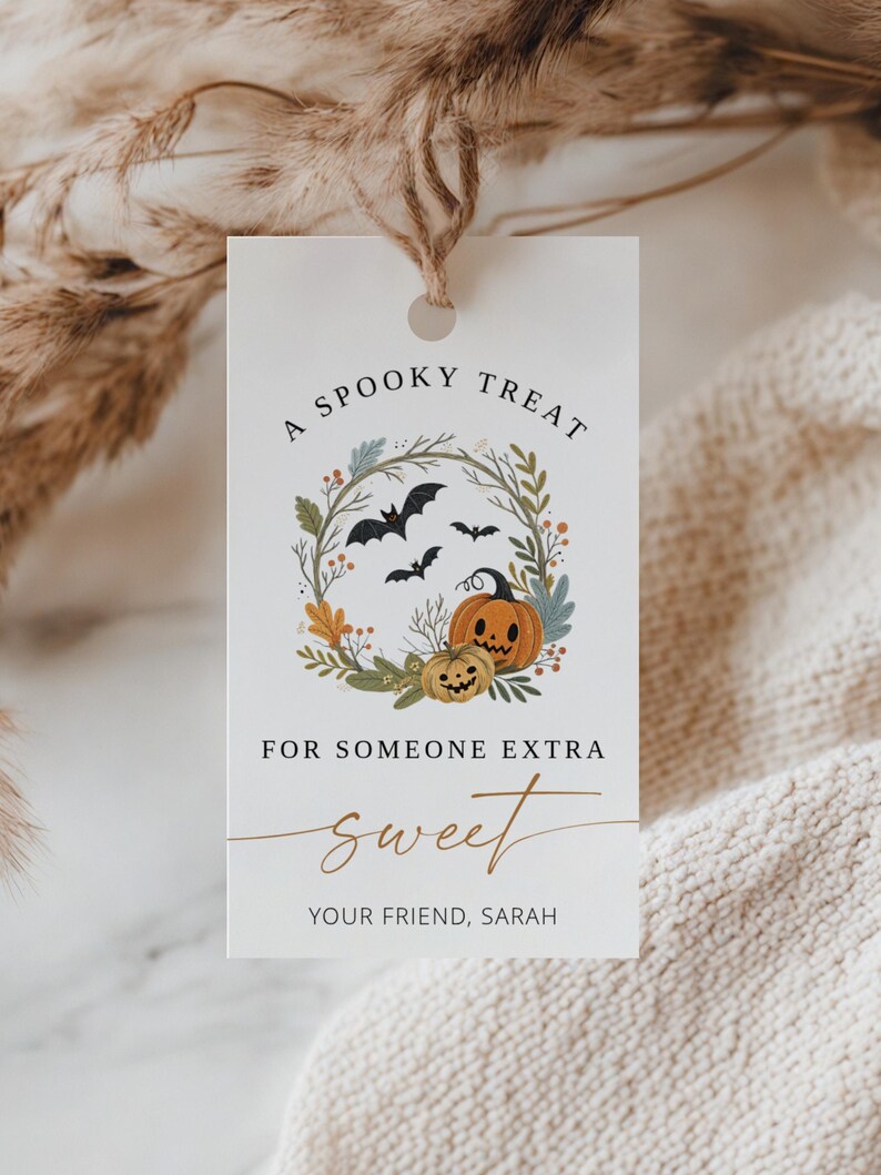Editable Spooky Halloween Gift Tag Template, Printable Halloween Treat ...