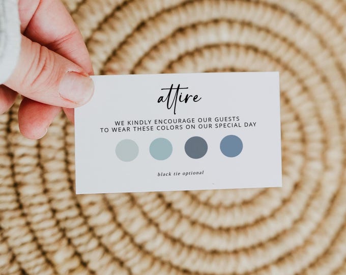 Modern Wedding Color Palette Card Custom Dress Code Card Template DIY ...