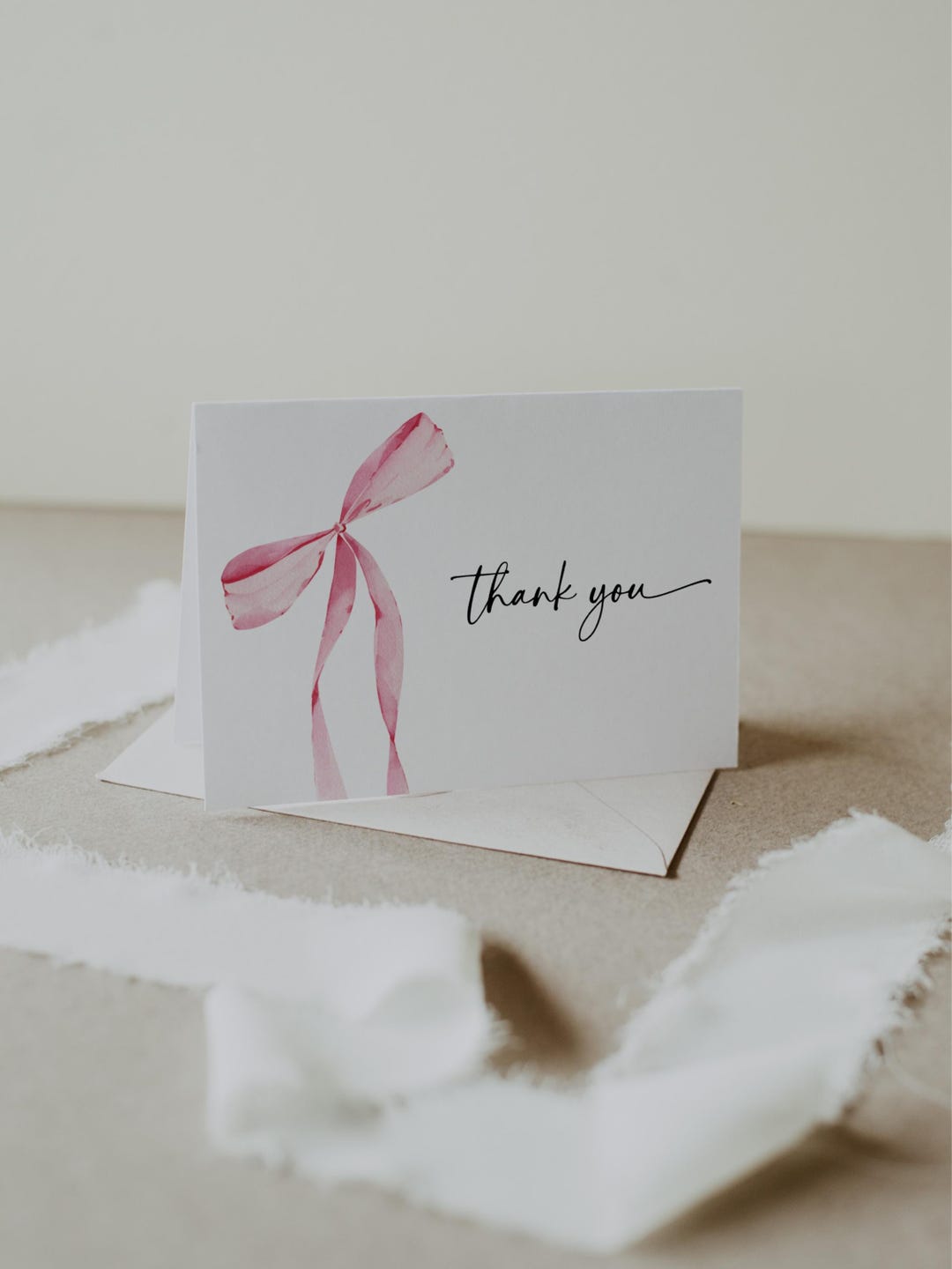 CASSIE Editable Coquette Thank You Card Template, Printable Pink Bow ...