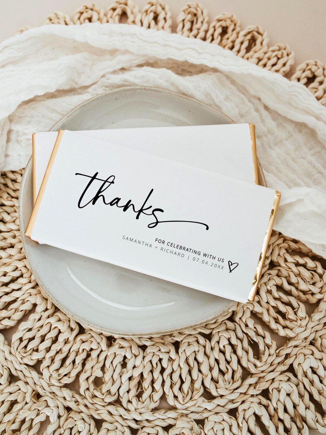 EVE Editable Chocolate Label Template, Printable Wedding Favors, Modern ...