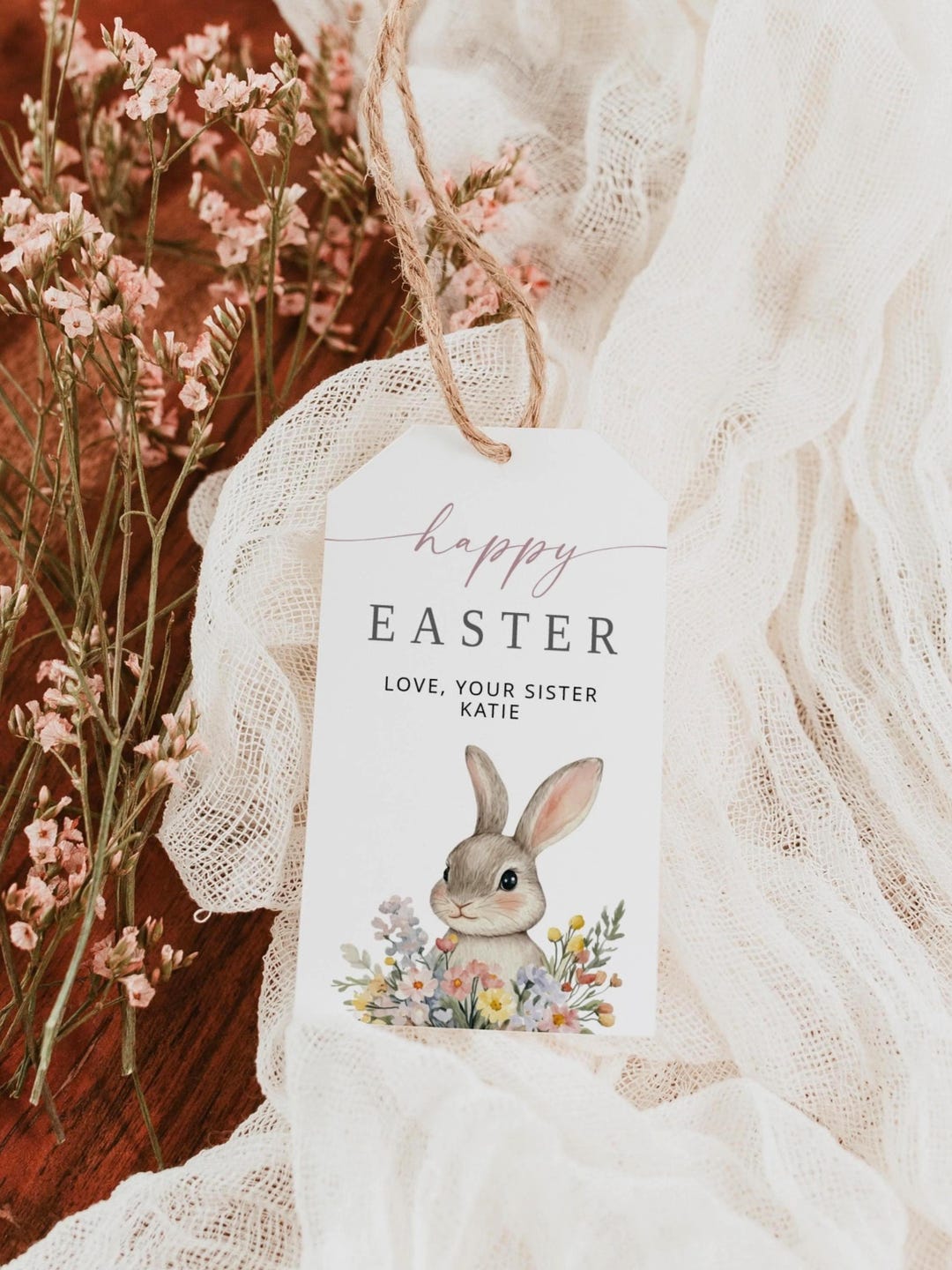 Editable Easter Gift Tag Template, Floral Easter Bunny Gift Labels ...