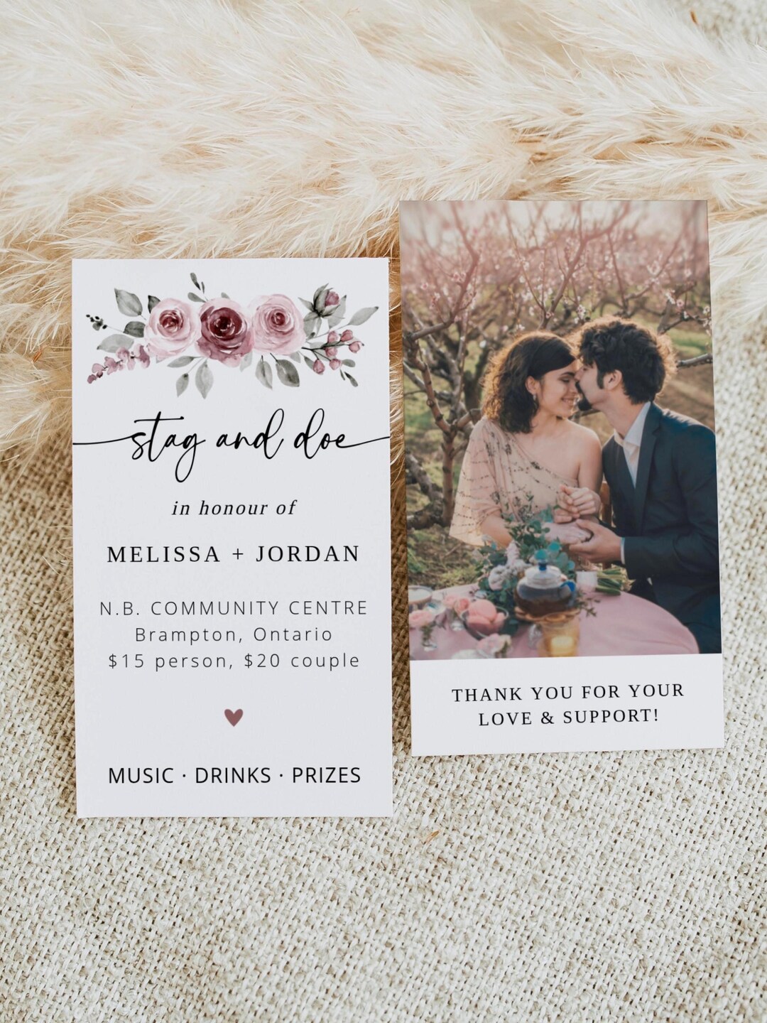 ILIZA Editable Stag & Doe Ticket Template, Printable Custom Photo Buck ...