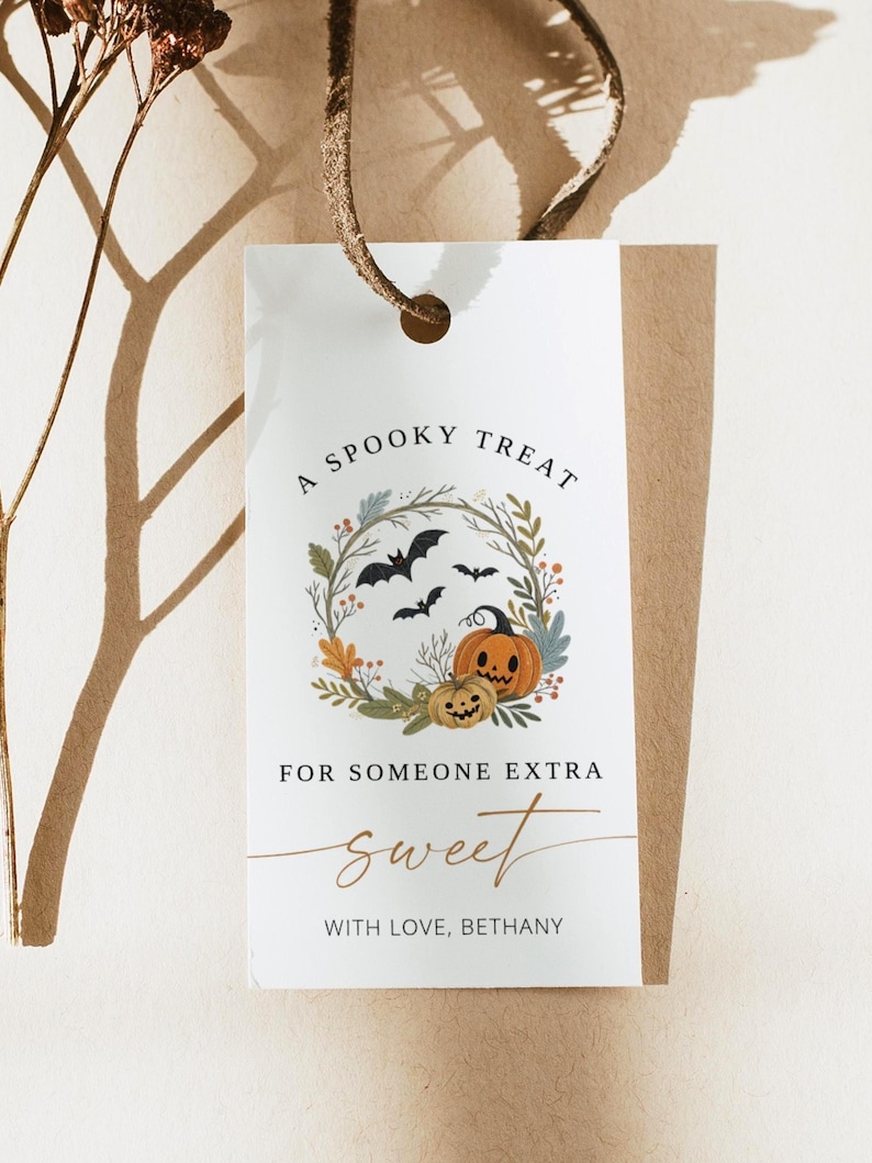 Editable Spooky Halloween Gift Tag Template, Printable Halloween Treat ...